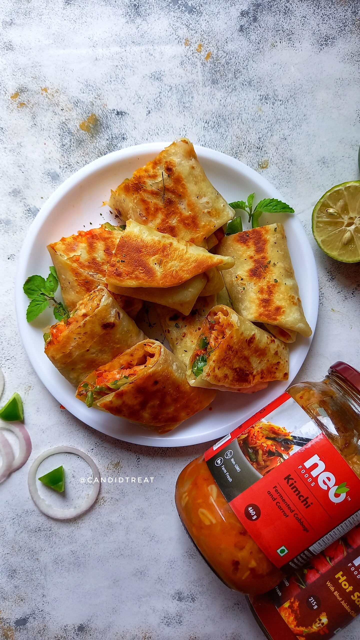 Veg Wrap Recipe | Leftover Roti Veg Wrap - Candid Treat