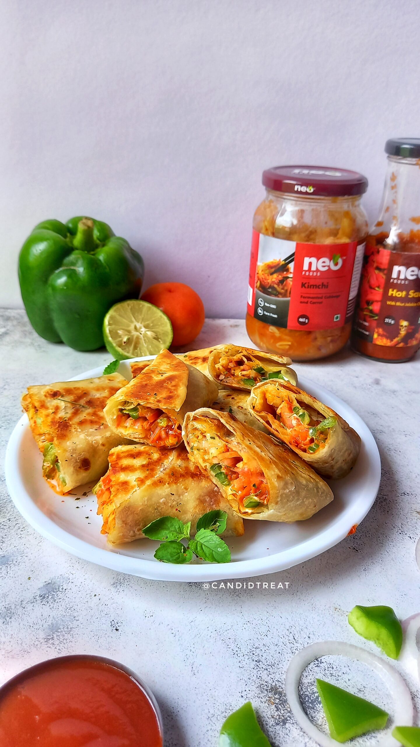 Veg Wrap Recipe | Leftover Roti Veg Wrap - Candid Treat