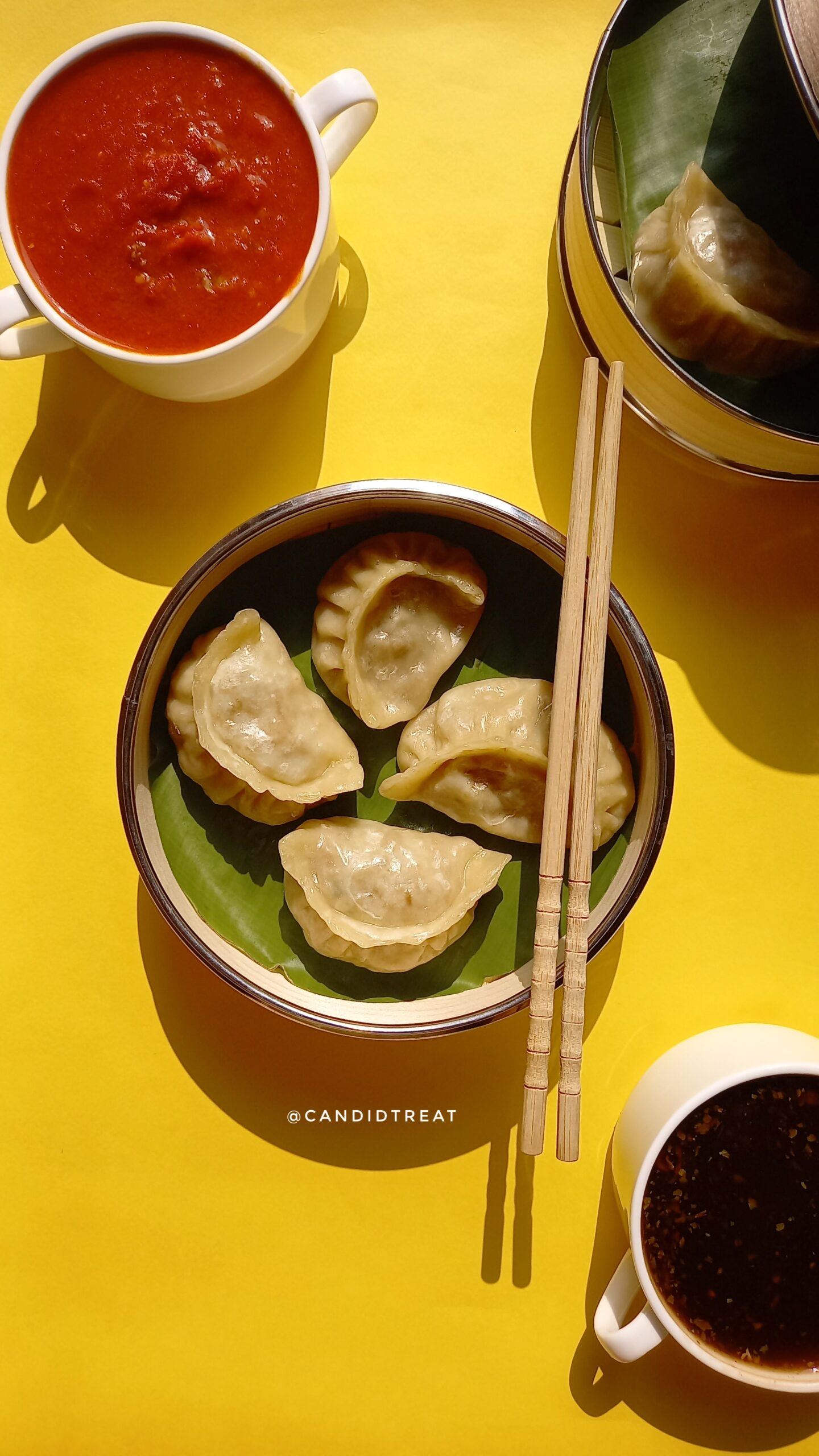 Veg Momos Recipe | with spicy Chutney and soup - Candid Treat