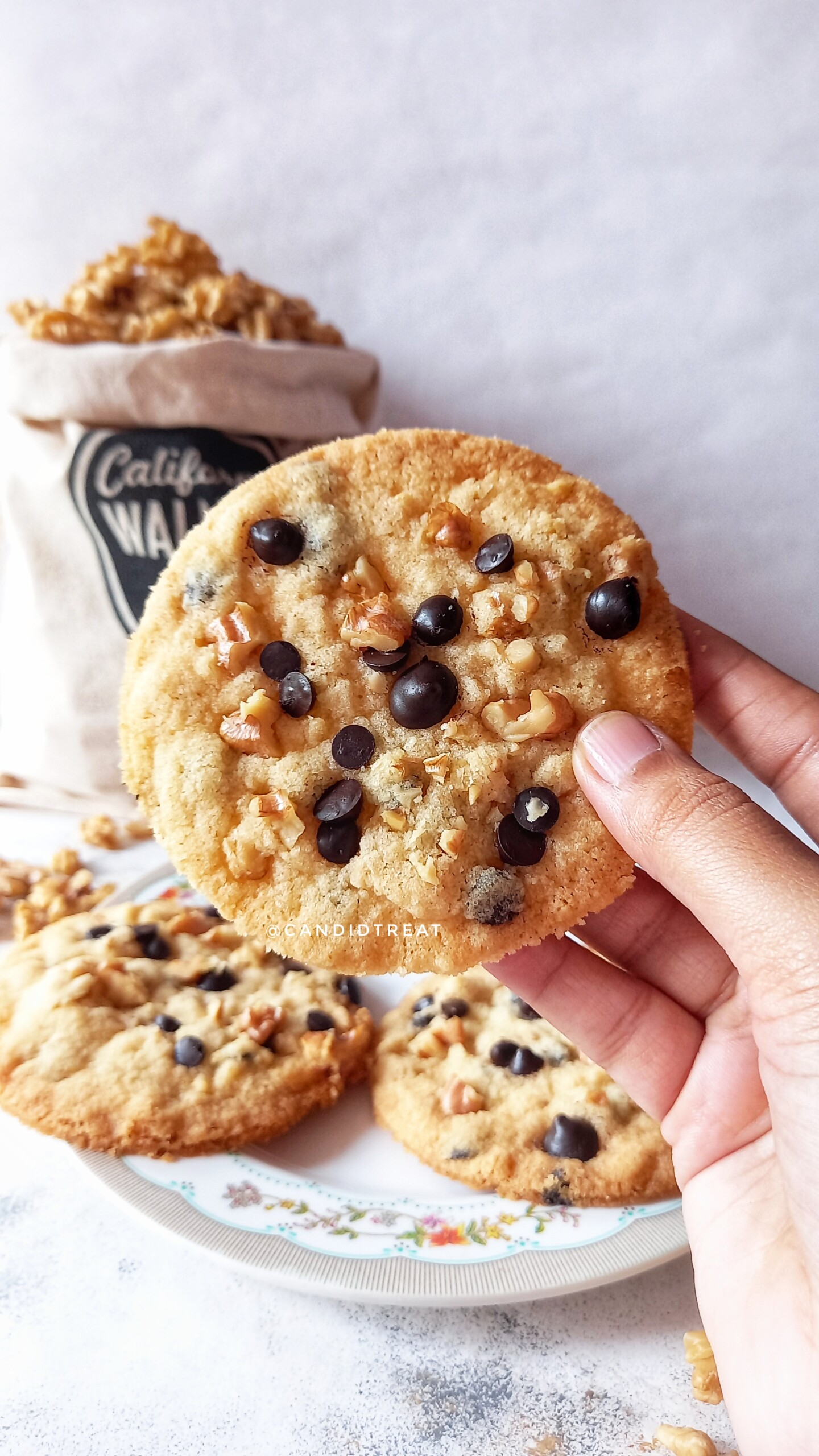 Chocolate Chip Walnut Cookies | Walnut Cookies - Candid Treat