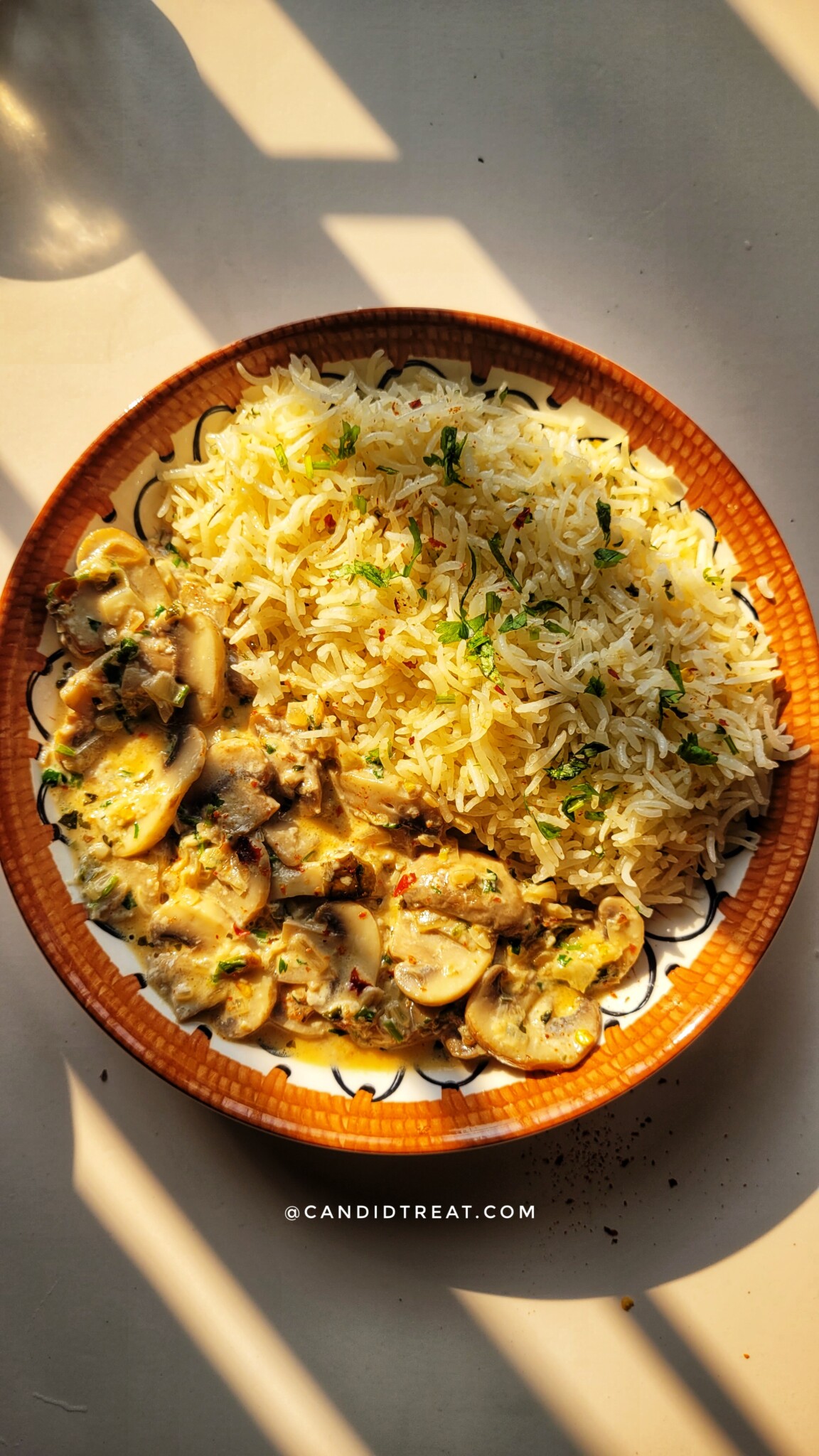 Creamy Milk Mushroom | Garlic Herb Rice - Candid Treat