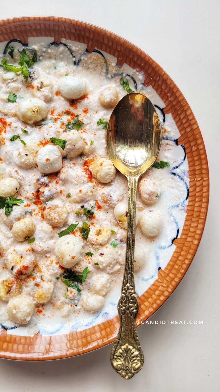 Makhana Raita Recipe| Puffed Lotus Seeds Raita - Candid Treat